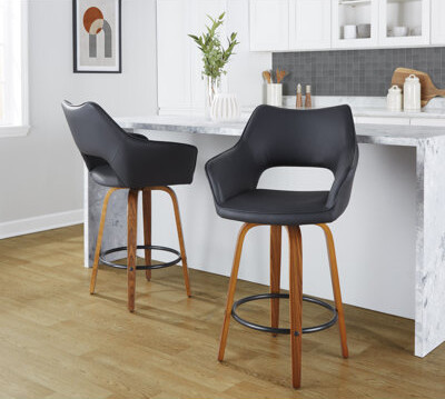 Lumisource Sarah Fixed-Height Faux Leather Bar & Counter Stool with ...