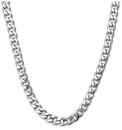 Men's 20" Flat Curb 9mm Steel Chain Necklace - ShopStyle Jewellery