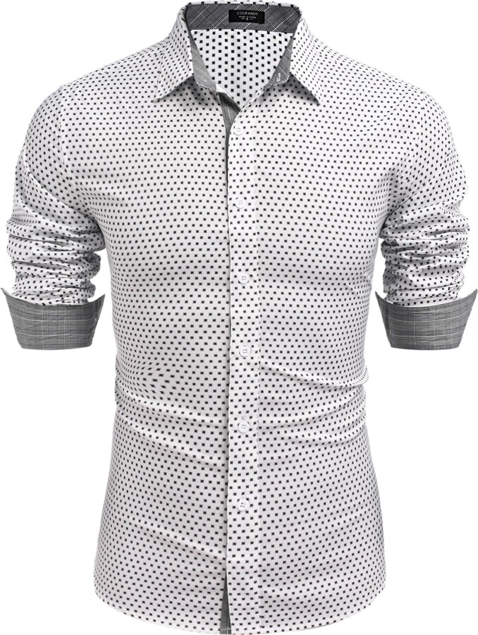 COOFANDY Mens Long Sleeve Printed Shirt Dress Shirt Business Shirts ...
