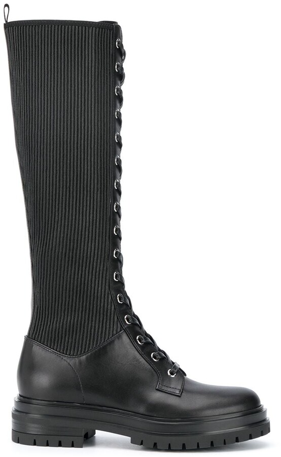 Gianvito Rossi Martis ribbed combat boots - ShopStyle