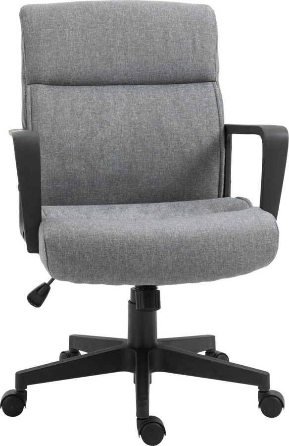 Vinsetto Mid Back Home Office Chai Height Adjustable Linen Fabric Desk ...