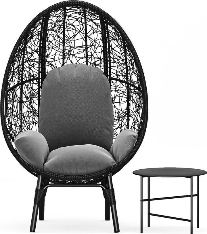 Simplie Fun Patio Pe Wicker Egg Chair Model 3 With Black Color Rattan ...