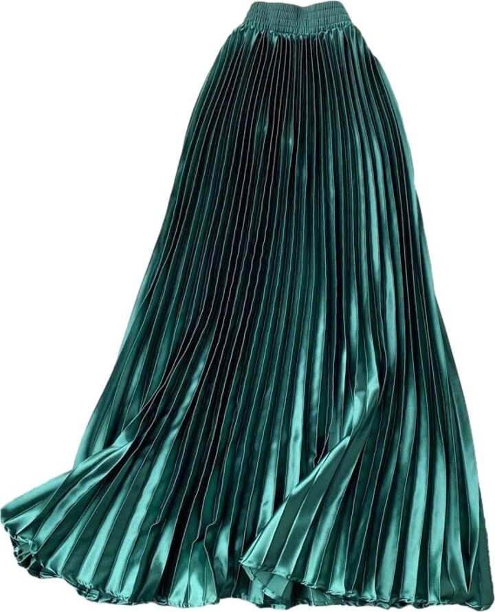 ZISTRCBAO Pleated Skirt Midi Skirt for Women - Ladies A Line Midi Pleated Elasticated Waist Long ...