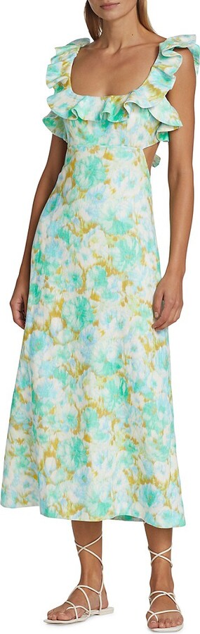 Zimmermann High Tide Cut-Out Frilled Midi-Dress - ShopStyle