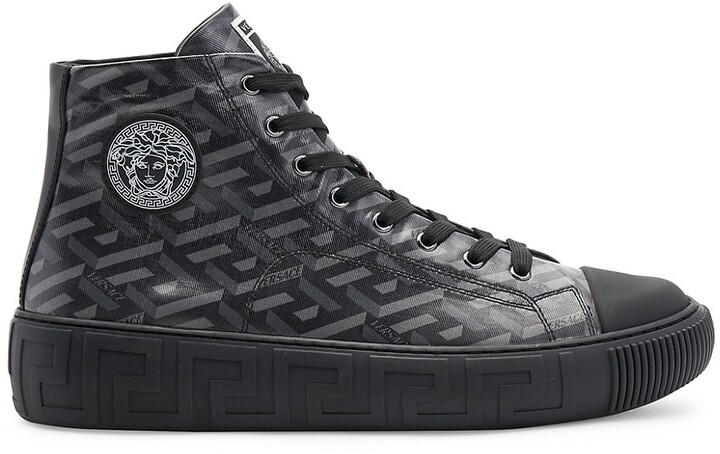 Versace La Greca Split Leather High-Top Sneakers - ShopStyle Trainers ...