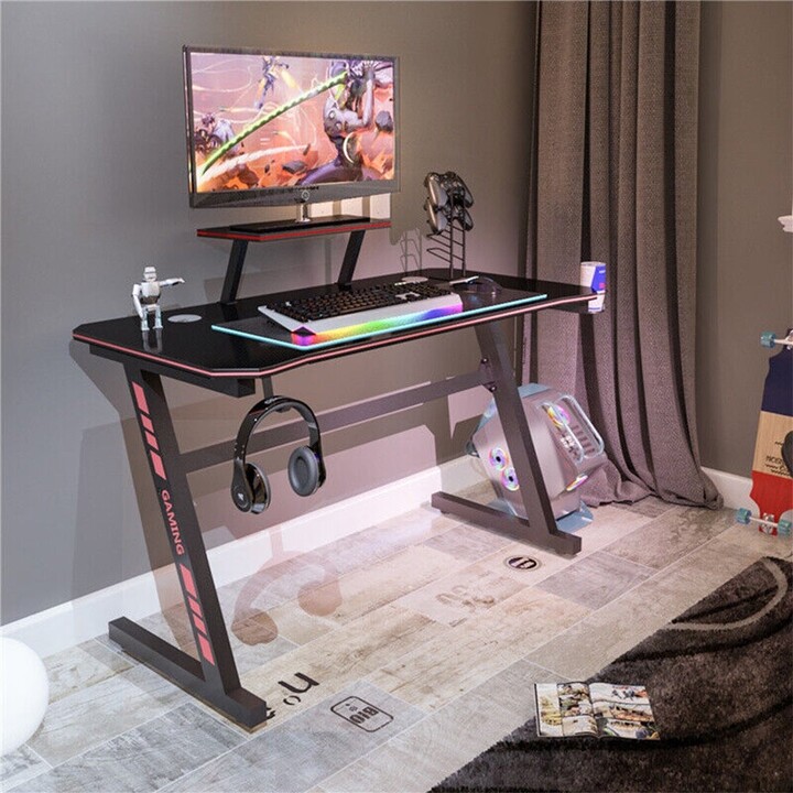 Snake River DÃ©cor Carbon Fiber Gaming Computer Desk W/ Monitor Stand ...