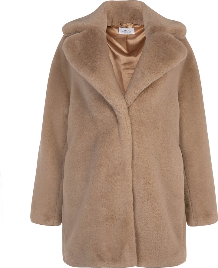 ISSY LONDON - Evita Faux Fur Coat Almond - ShopStyle