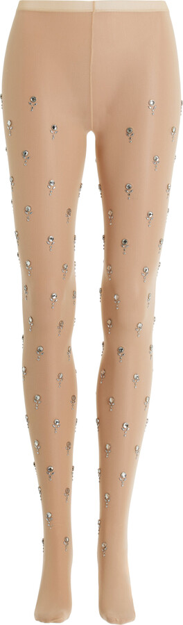 Rabanne Crystal-Embellished Tights - ShopStyle Hosiery