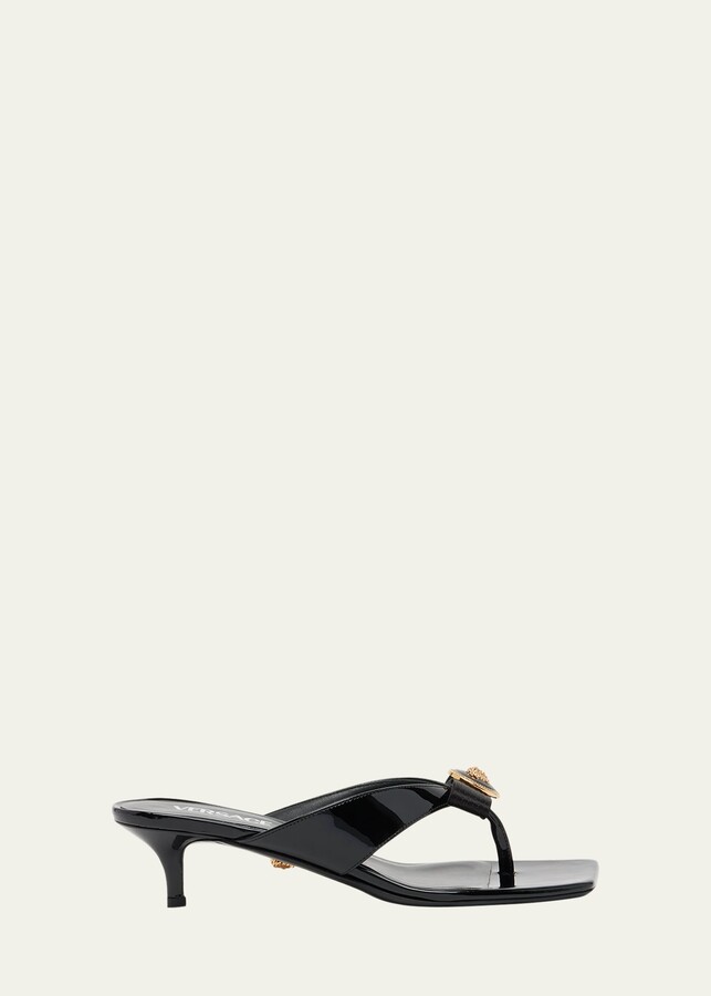 Versace Medusa Patent Bow Thong Sandals - ShopStyle