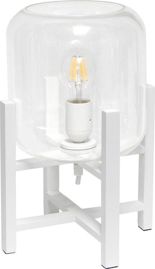 Wood Mounted Table Lamp with Glass Cylinder Shade White - Simple ...