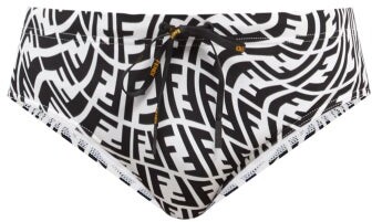 Fendi Ff Vertigo-print Swim Briefs - Black White - ShopStyle