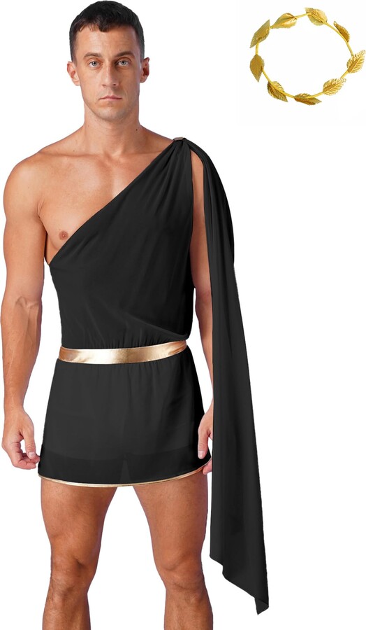 Nyeemya Men's Greek God Clothing Roman Toga Ancient Caesar Outfits One ...