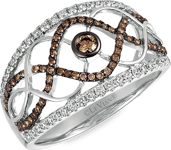 LeVian 14K White Gold®, Chocolate Diamond® & Vanilla Diamond® & Ring ...