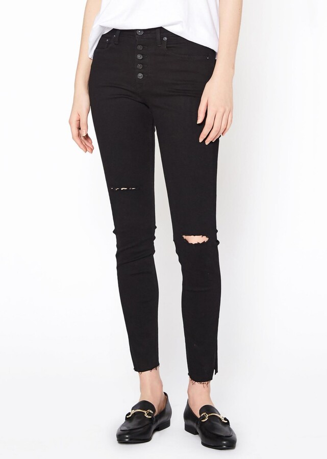Noend Denim Women's High Rise Skinny Knee Ripped Jeans in Black For ...