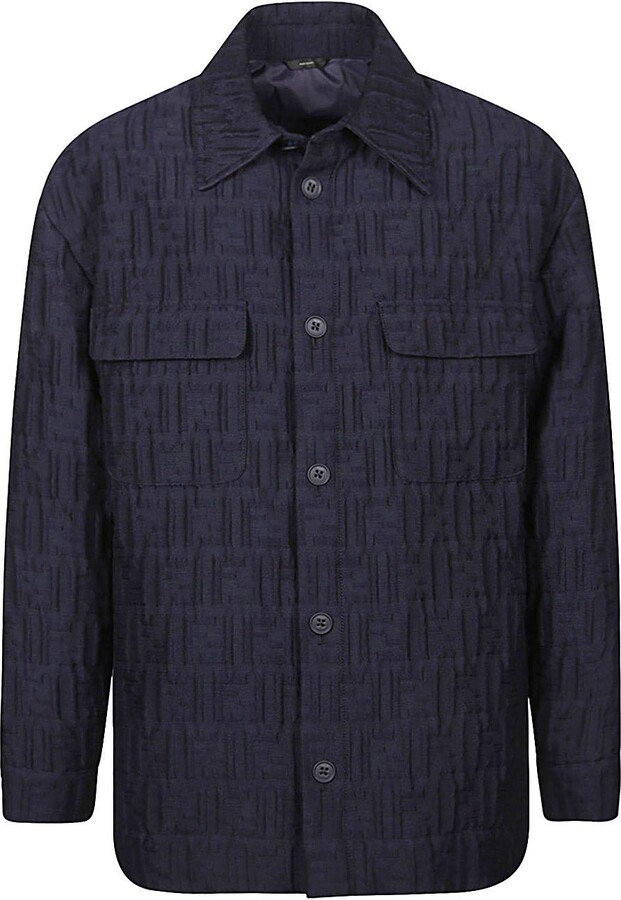 Fendi Monogrammed Collared Long-sleeve Shirt - ShopStyle