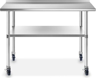 GRIDMANN 24" W x 48" L Stainless Steel Work Table with Undershelf ...