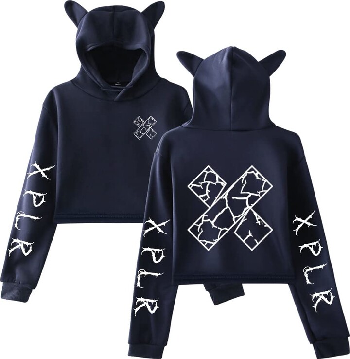 JYXSRZO Sam and Cobly XPLR Merch Crop Tops Hoodies Women Cat Ears ...