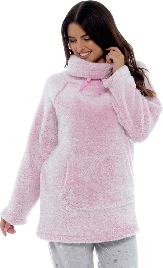 Lora Dora Womens Snuggle Fleece Lounge Top Sweater Pink UK 16-18 ...