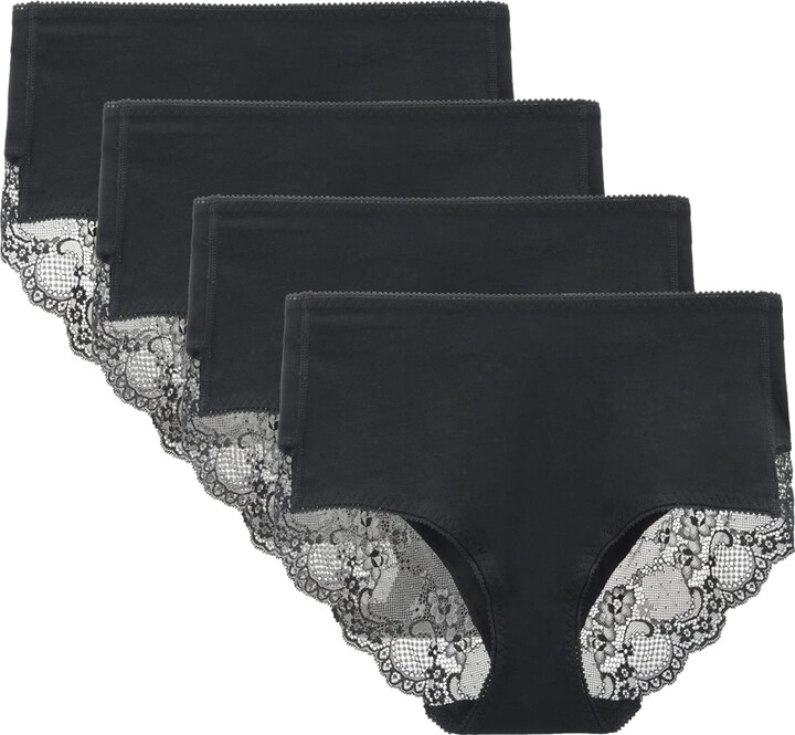 LIQQY Women's Comfort Cotton Lace Coverage Full Rise Briefs Knicker ...