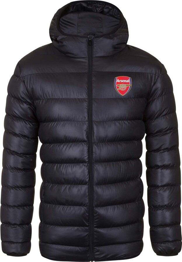 Arsenal FC Official Football Gift Mens Quilted Hooded Winter Jacket ...