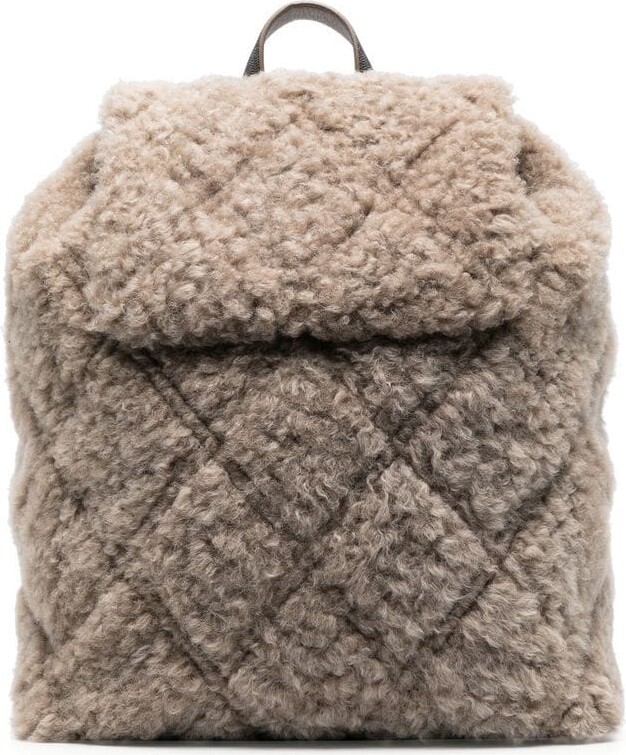 Brunello Cucinelli Diamond-Pattern Shearling Backpack - ShopStyle