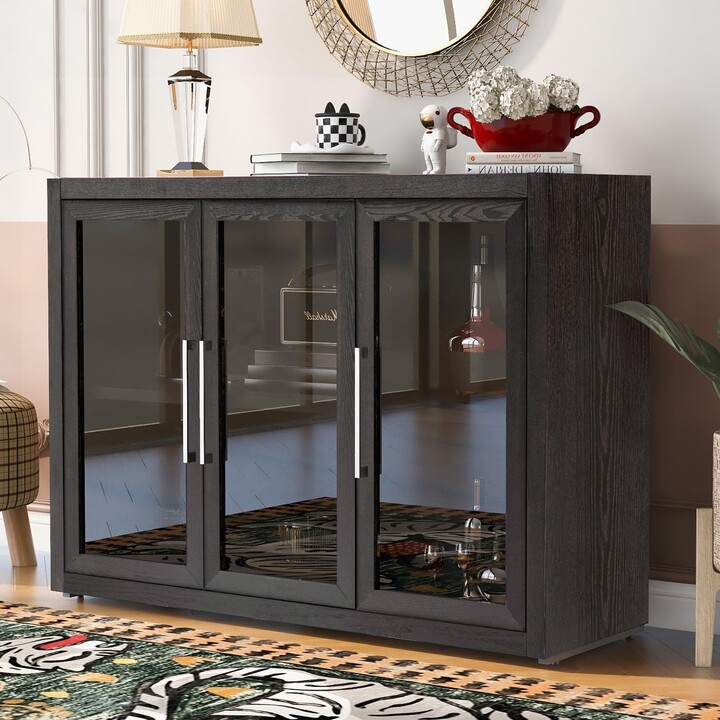 Miscoos Patio funiture Set U-Style Wood Storage Cabinet with Three ...
