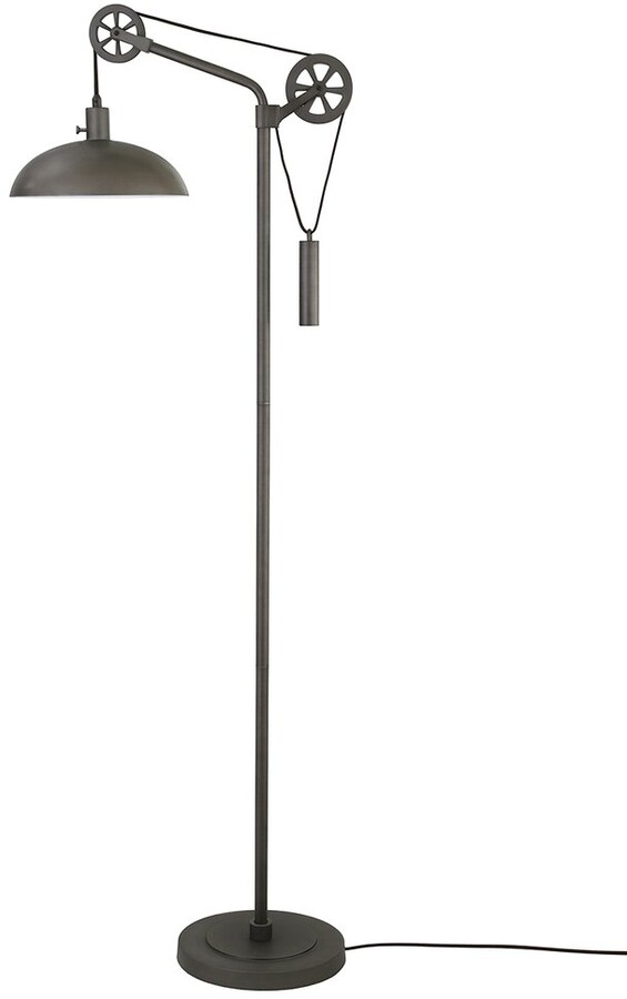 Abraham + Ivy Neo Aged Steel Floor Lamp With Spoke Wheel Pulley System ...