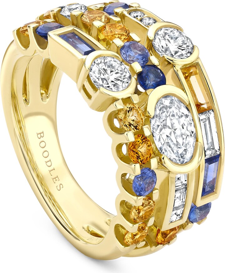 Boodles Yellow Gold, Diamond and Sapphire Play of Light Ring - ShopStyle