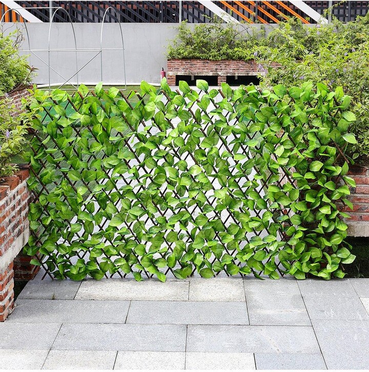 Living and Home Expandable Artificial Leaves Privacy Screen Garden ...