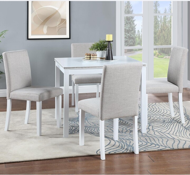 Simplie Fun 5 Piece Wooden Dining Table Set, Kitchen Table Set with a ...