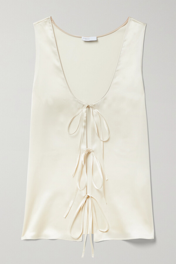 Rosetta Getty Tie-detailed Silk-satin Tank - Ivory - ShopStyle ...