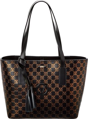 Valentino By Mario Valentino Prince Monogram Leather Tote - ShopStyle