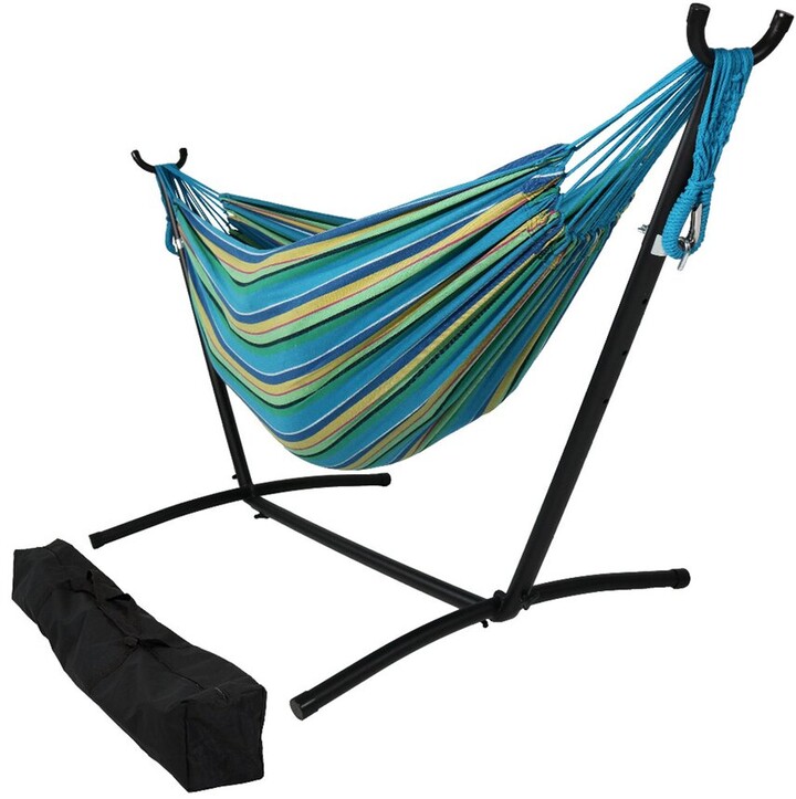 Sunnydaze Brazilian Double 2-Person Hammock With Portable Stand & Case ...