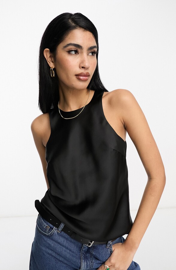 ASOS DESIGN Cutaway Satin Tank - ShopStyle Tops
