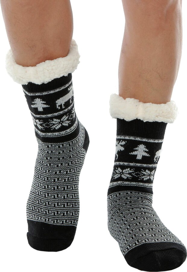 WYTartist Mens Slipper Socks with Grips Super Soft Warm Cozy Fuzzy ...