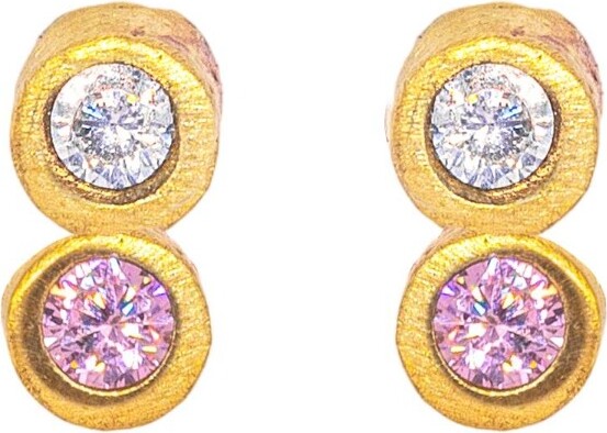 Lily Flo Jewellery - Disco Dot Diamond And Pink Sapphire Stud Earrings ...