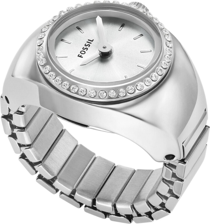 Fossil Women's Watch Ring Two-Hand Silver-Tone Stainless Steel 15mm ...