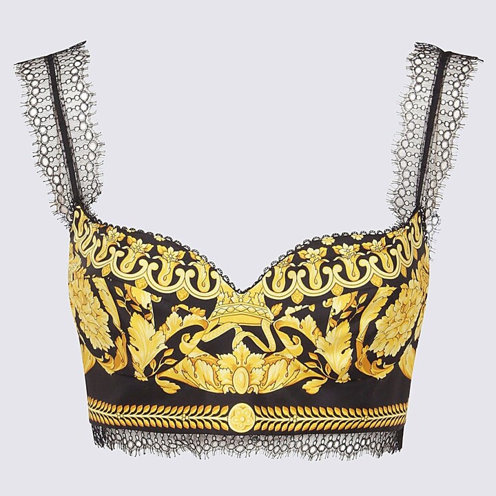 Versace Black And Gold Silk Baroque Top - ShopStyle
