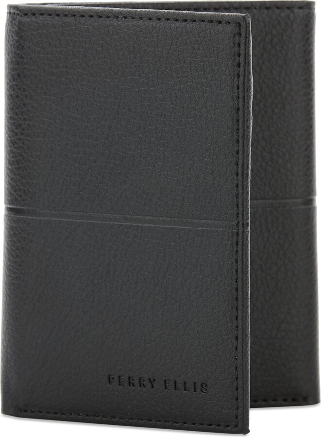 Perry Ellis Portfolio Men's Slim Faux-Leather Trifold Wallet - ShopStyle