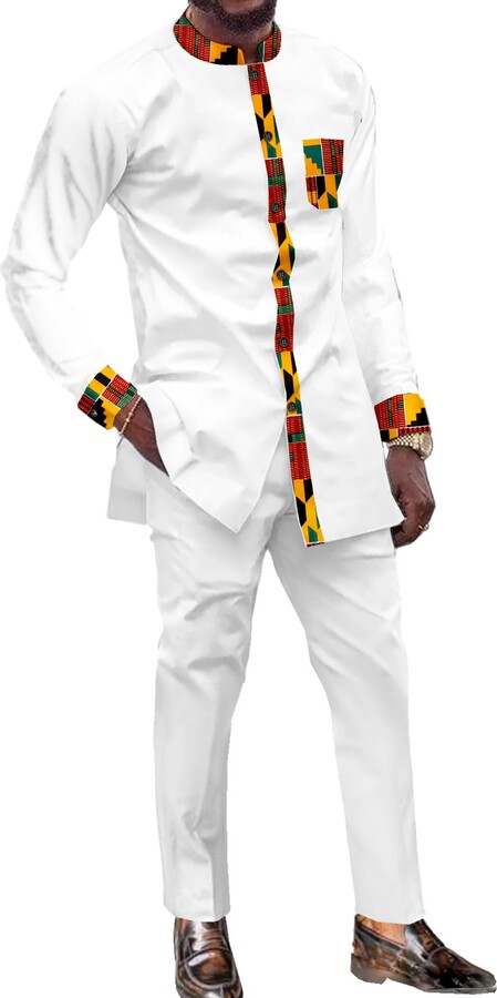 SEA&ALP African Dashiki Suit for Men Kente Print Long Sleeve Outfit ...