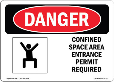 SignMission Confined Space Area Entrance Permit Required Sign ...
