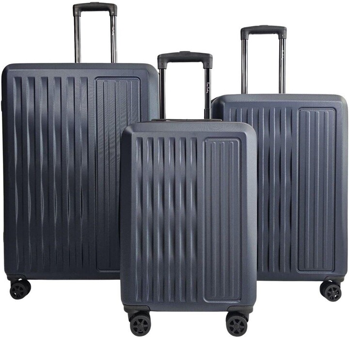 Infinity Leather ABS Hard Shell Luggage Travel Suitcases - Navy - ShopStyle