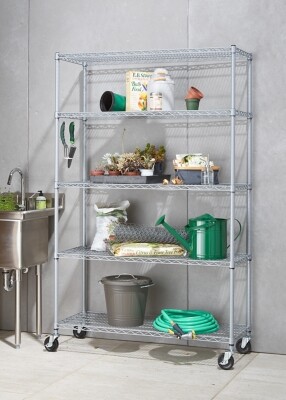 TRINITY 5-Tier Wire Shelving with Wheels - ShopStyle Display Cabinets