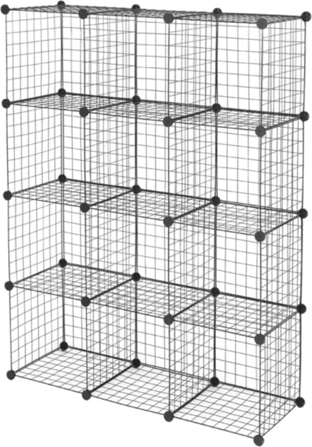 12-Cube Organizer Cube Storage Shelves Wire Cube Storage Metal Grid ...