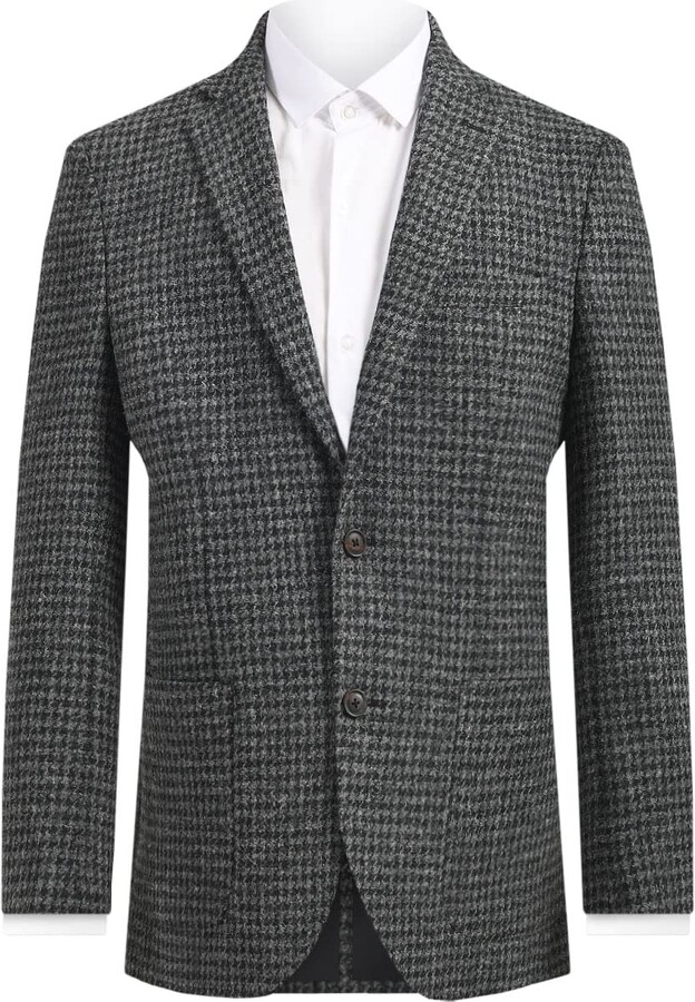 Dobell Harris Tweed Mens Grey Dogtooth Tweed Country Jacket Regular Fit ...