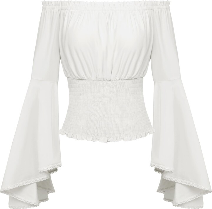 SCARLET DARKNESS Women Elegant Off Shoulder Medieval Tops Cottagecore ...