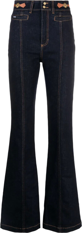 Just Cavalli Tiger Head-plaque high-rise bootcut jeans - ShopStyle