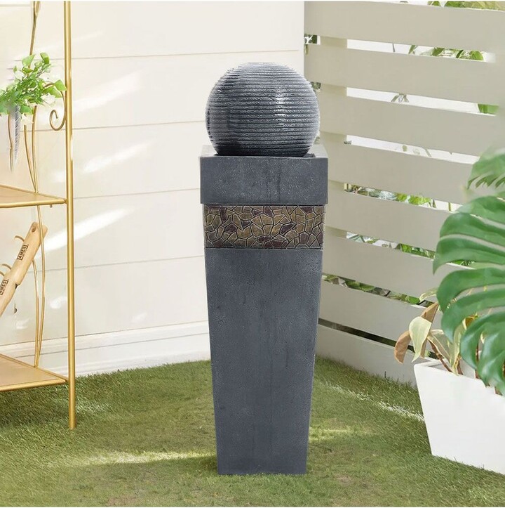 H&O Direct Electric Garden Water Feature Statue Trapezoid Water ...