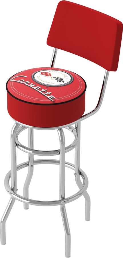Trademark Gameroom Bar Stool - Corvette C1 Red Stool with Foam Padded ...