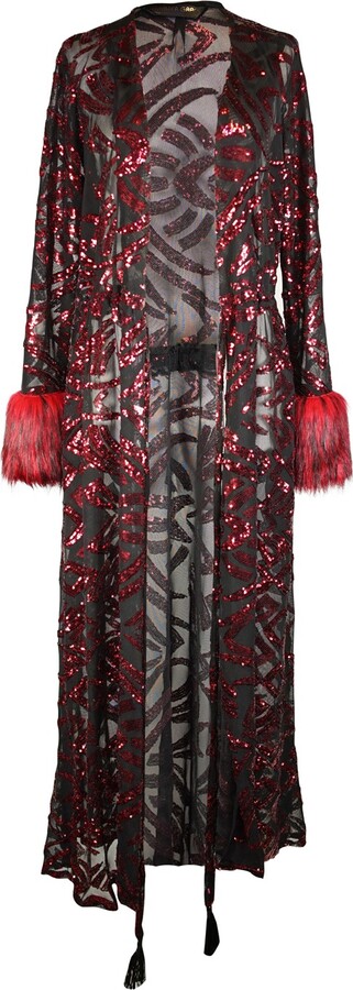 Jennafer Grace - Ruby Sequin Faux Fur Duster - ShopStyle